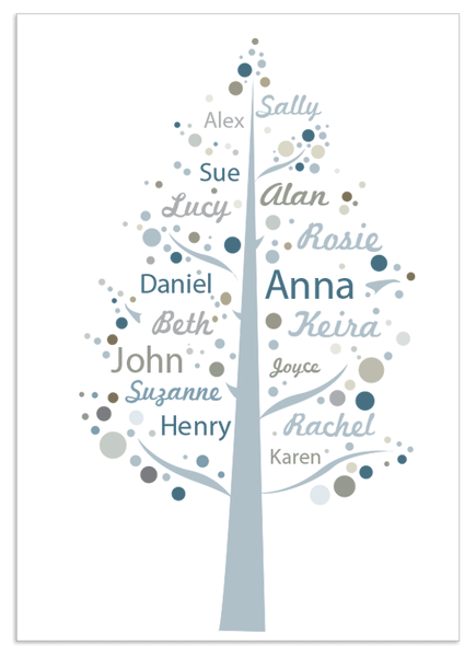 Personalised Family Tree 'Pine' design – Vitamin Sea Southsea